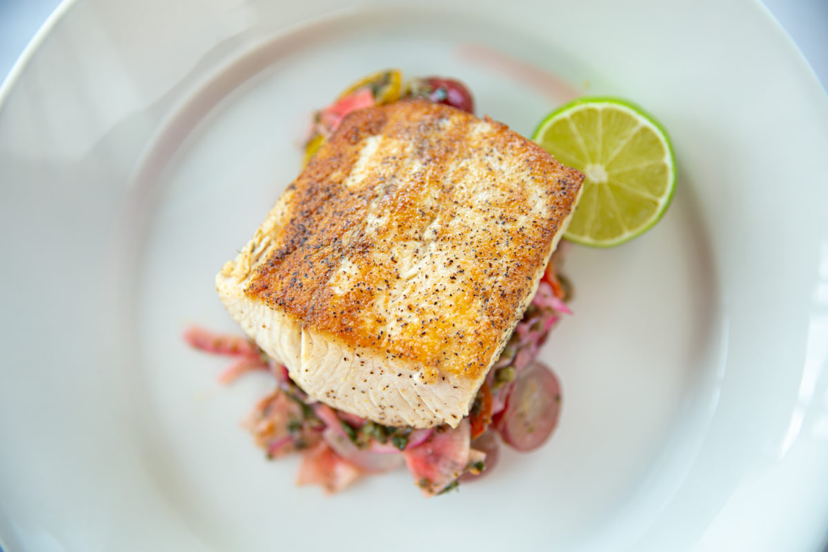 Dutch Hiramasa With Grape and Tomato Salad - PaperCity Magazine
